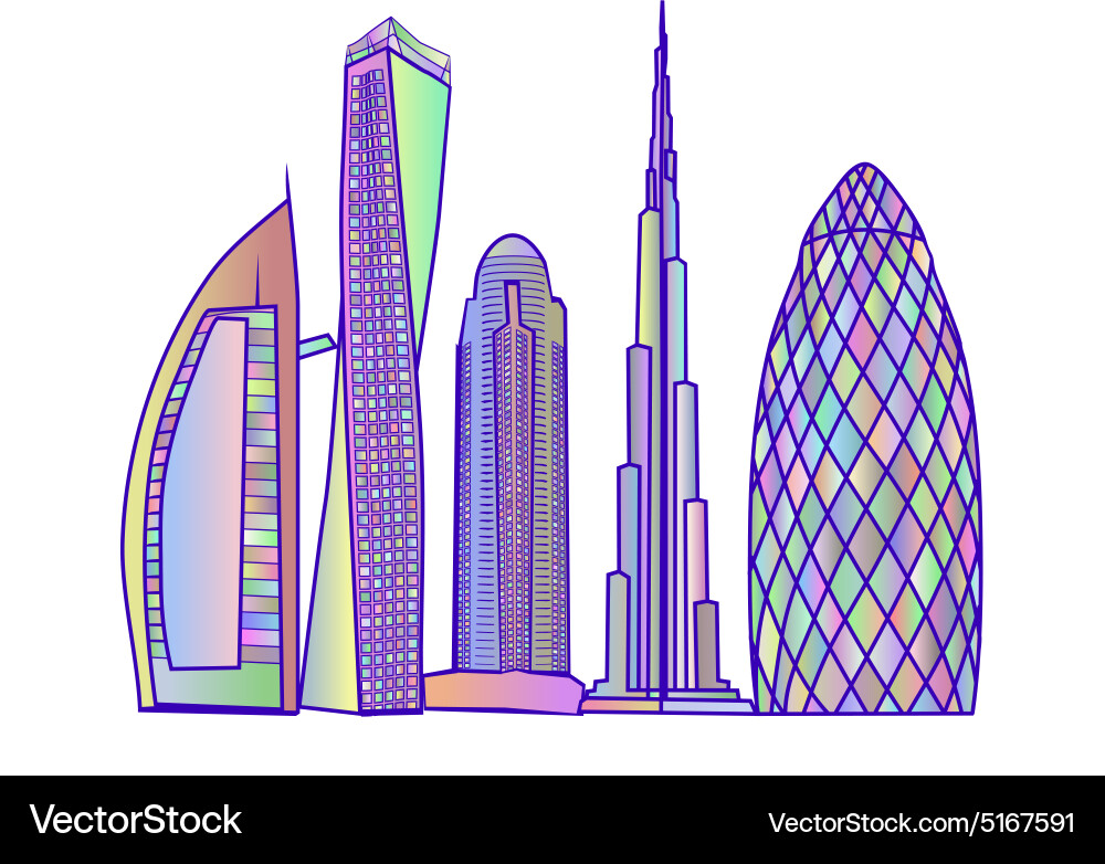 Dubai skyline2 Royalty Free Vector Image - VectorStock