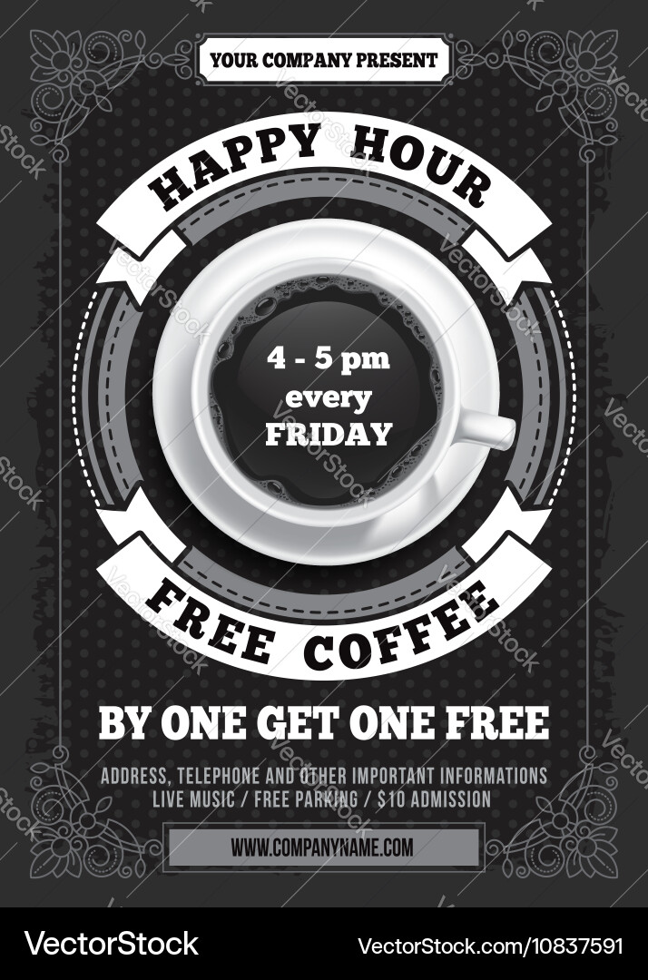 Happy hour poster Royalty Free Vector Image - VectorStock