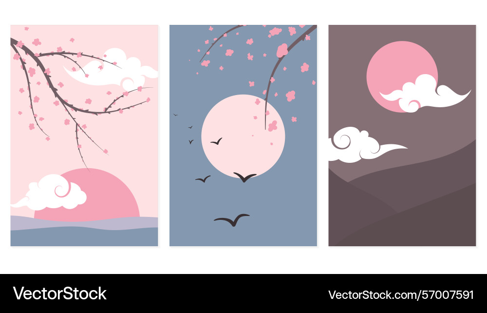 Landscape posters set Royalty Free Vector Image