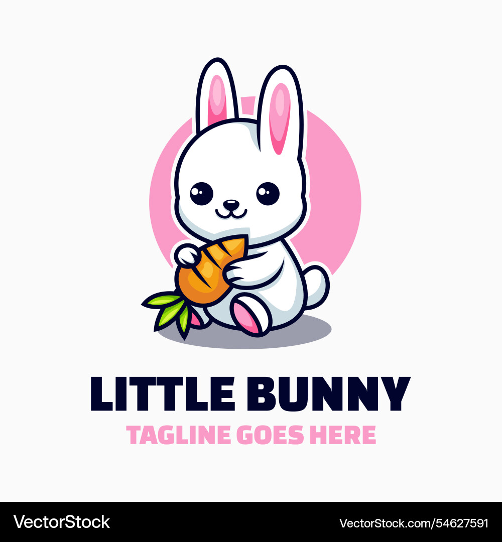 Little bunny simple mascot logo Royalty Free Vector Image