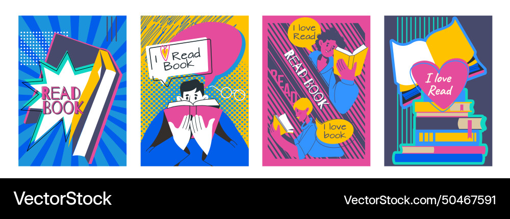 Love books poster people read literature school Vector Image