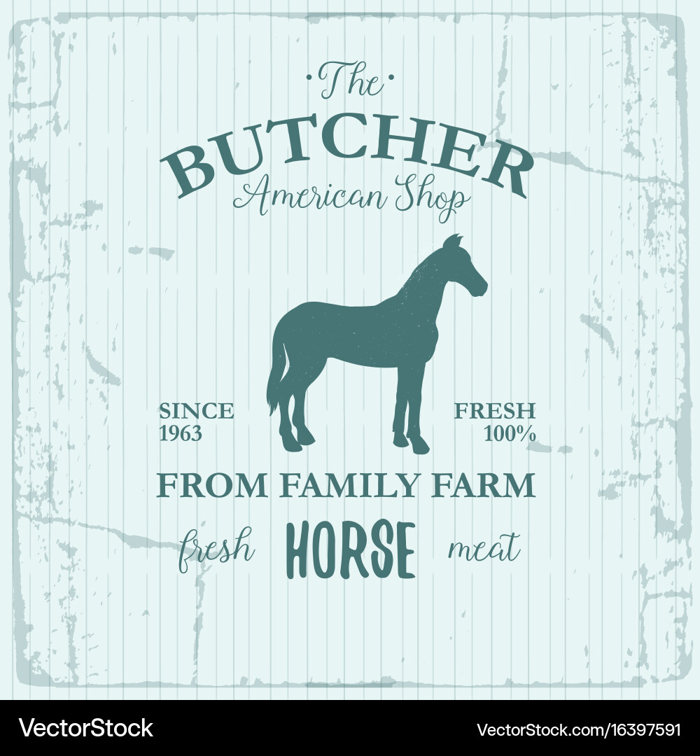 Metzger american Shop Label Design mit Pferd Vektorbild