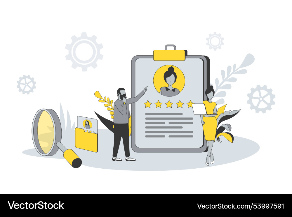 Recruiting and human resource concept in flat Vector Image