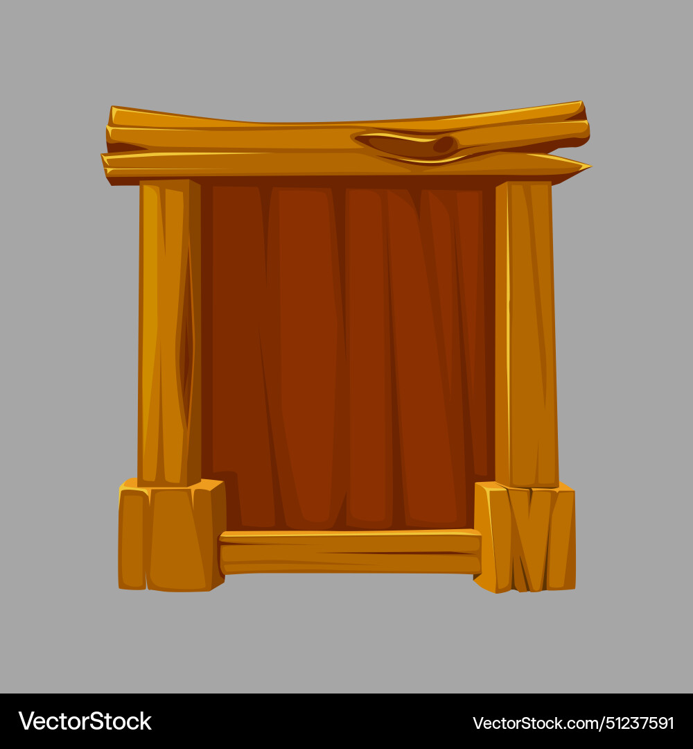Wooden game frame or border brown planks and Vector Image