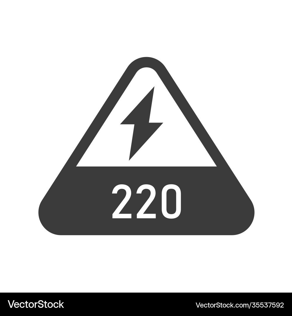 220 volts triangular shaped sign bold black Vector Image
