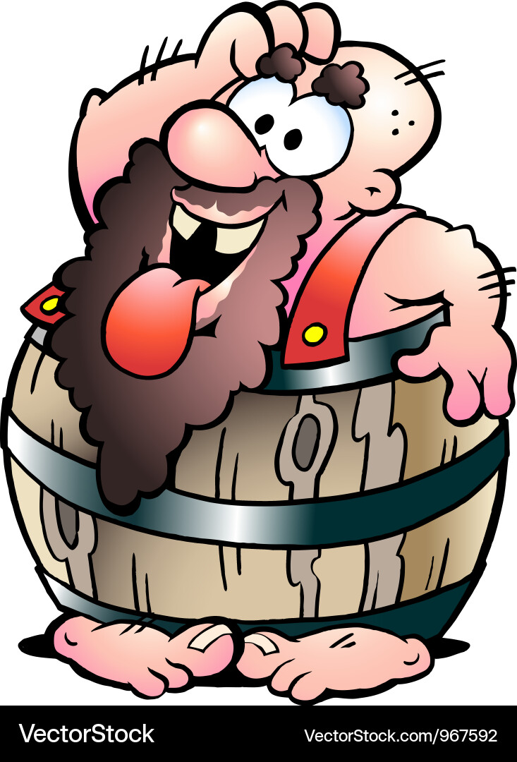 Fat man in barrel Royalty Free Vector Image - VectorStock