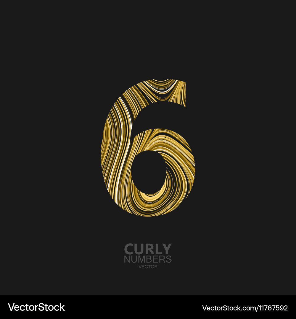 Golden number 6 Royalty Free Vector Image - VectorStock