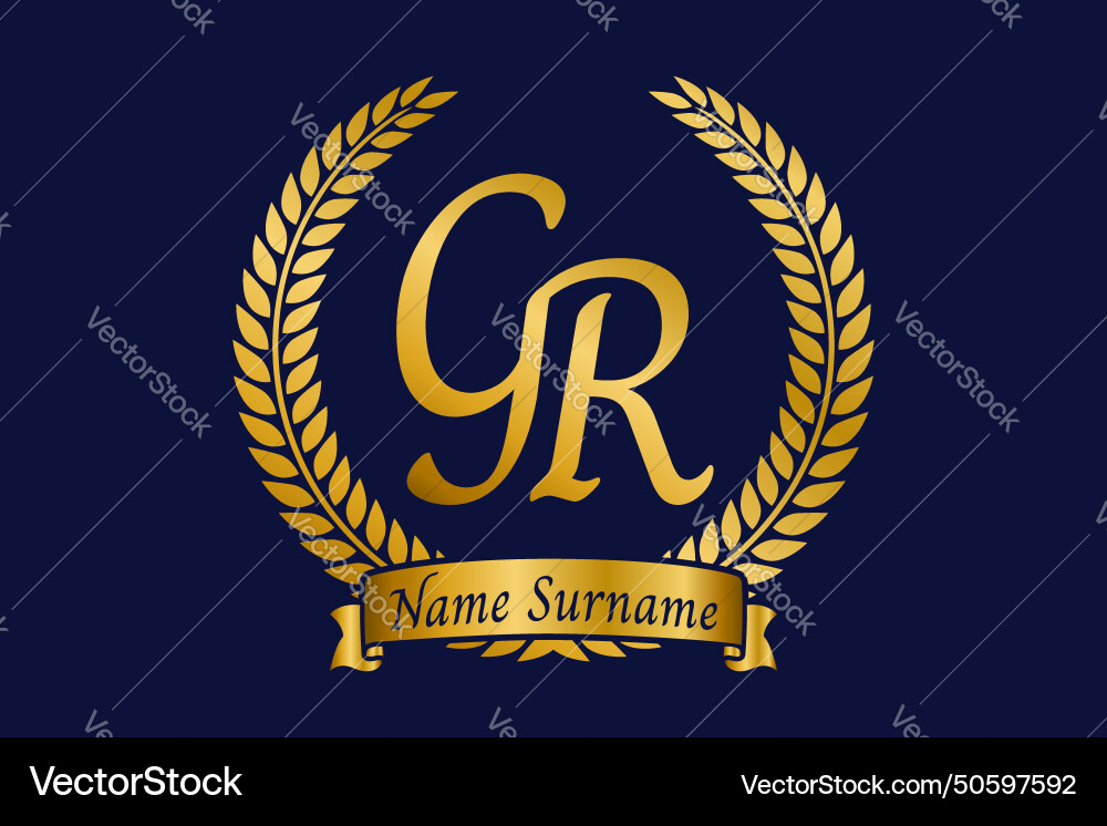 Initial letter g and r gr monogram logo design Vector Image