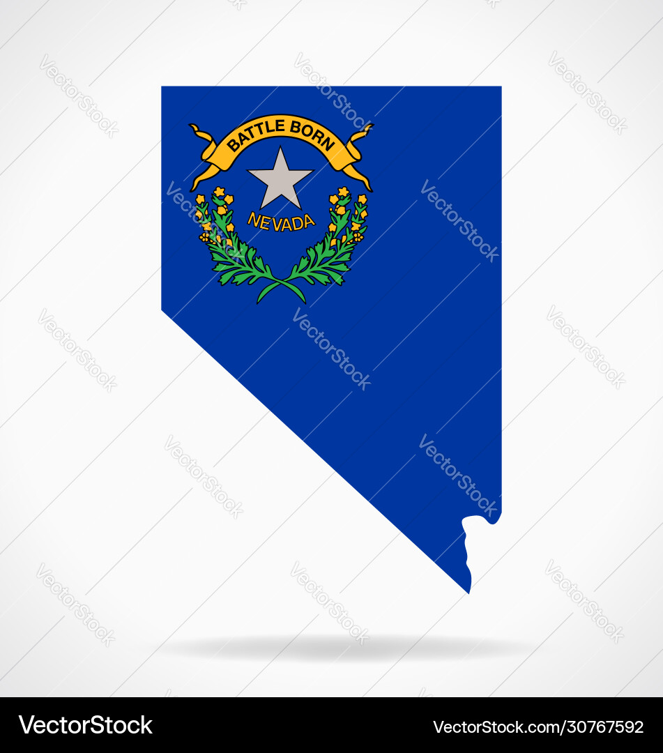 Nevada nv map shape with state flag Royalty Free Vector