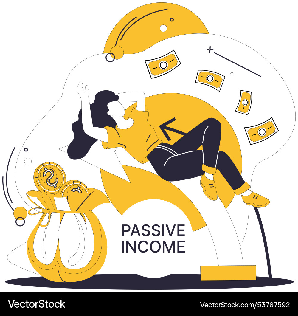 Passive income rich currency earned through Vector Image