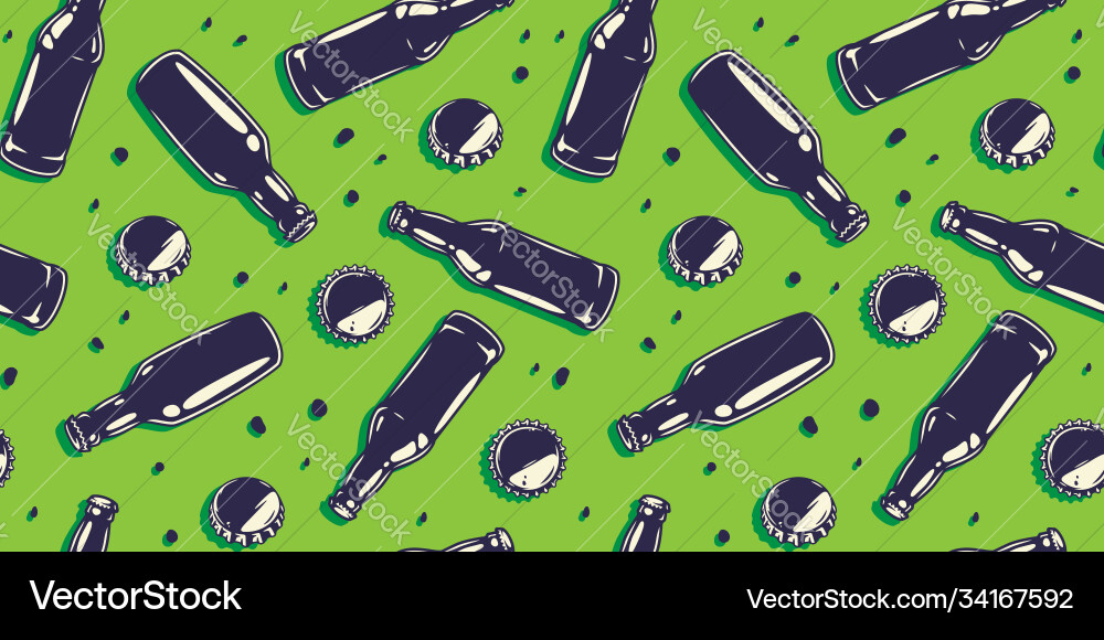 Pattern wallpaper with metal cork beer bottle Vector Image