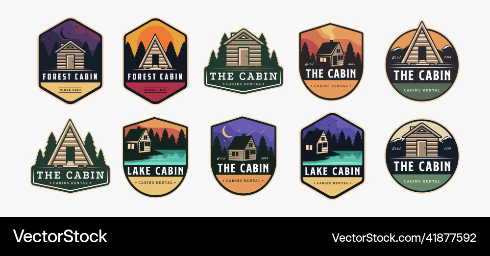 Rustic Cabin Logos & Badges Royalty Free Vector Image