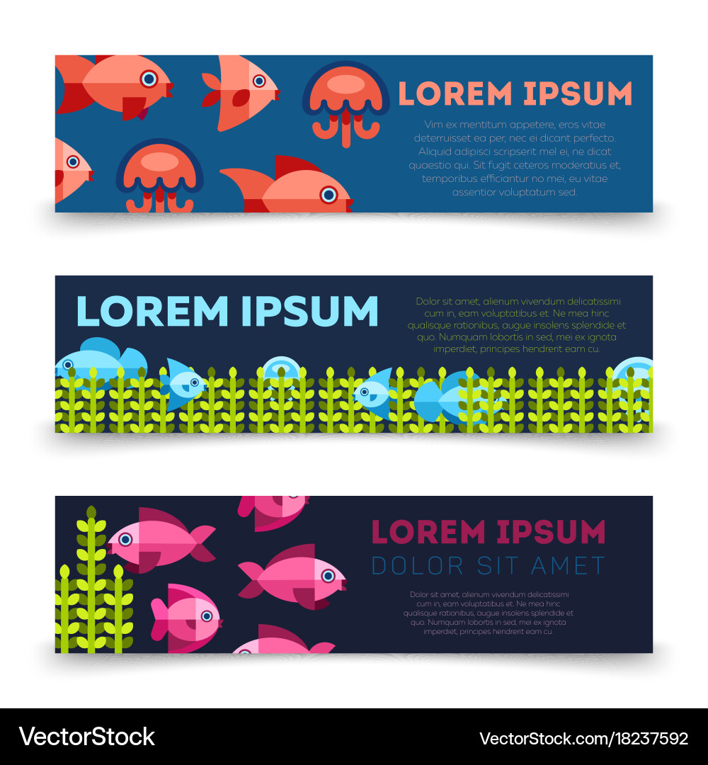 Sealife banners collection - ocean Royalty Free Vector Image
