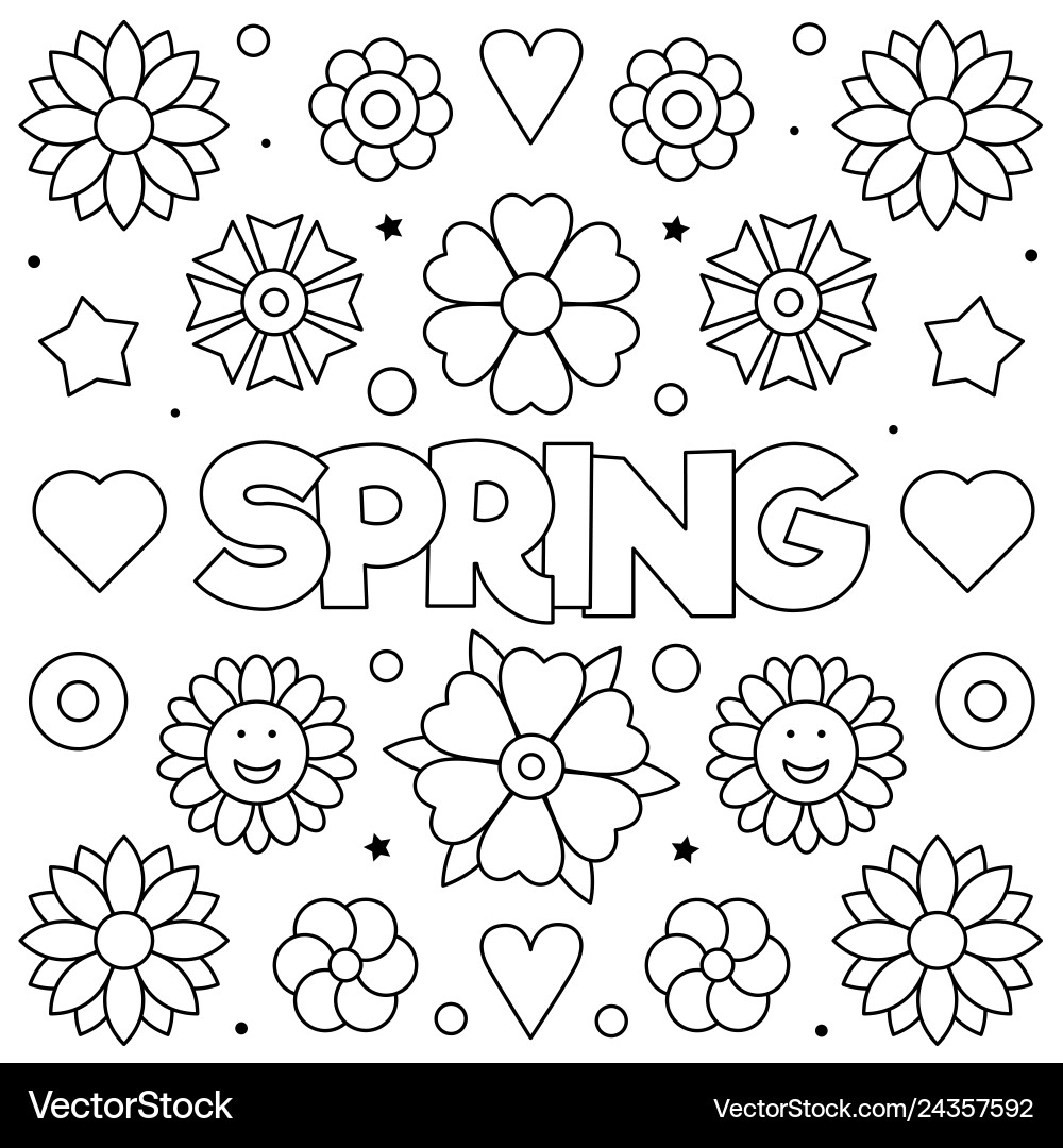 Spring coloring page Royalty Free Vector Image
