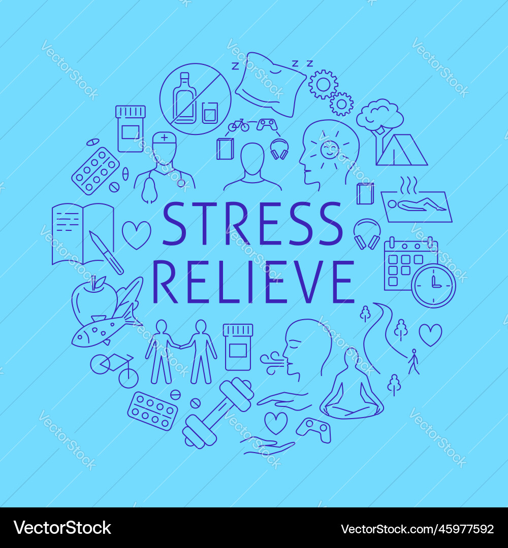 Wellness and stress relieve round banner Vector Image