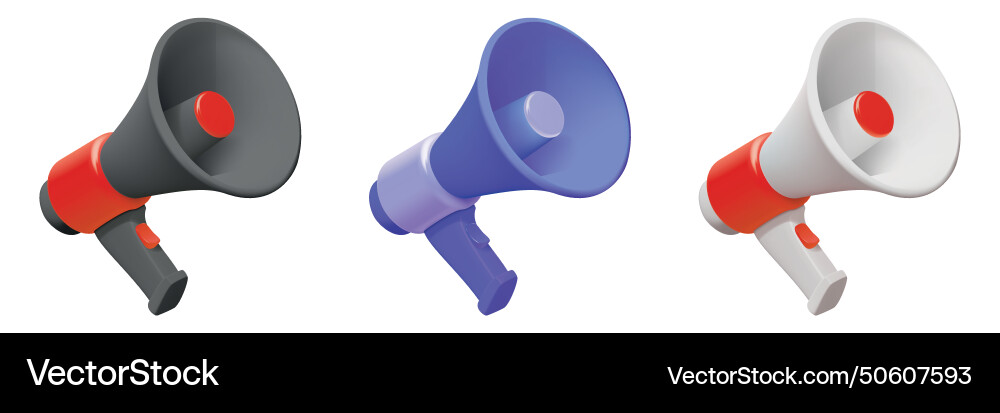 Colorful loudspeakers megaphone set Royalty Free Vector