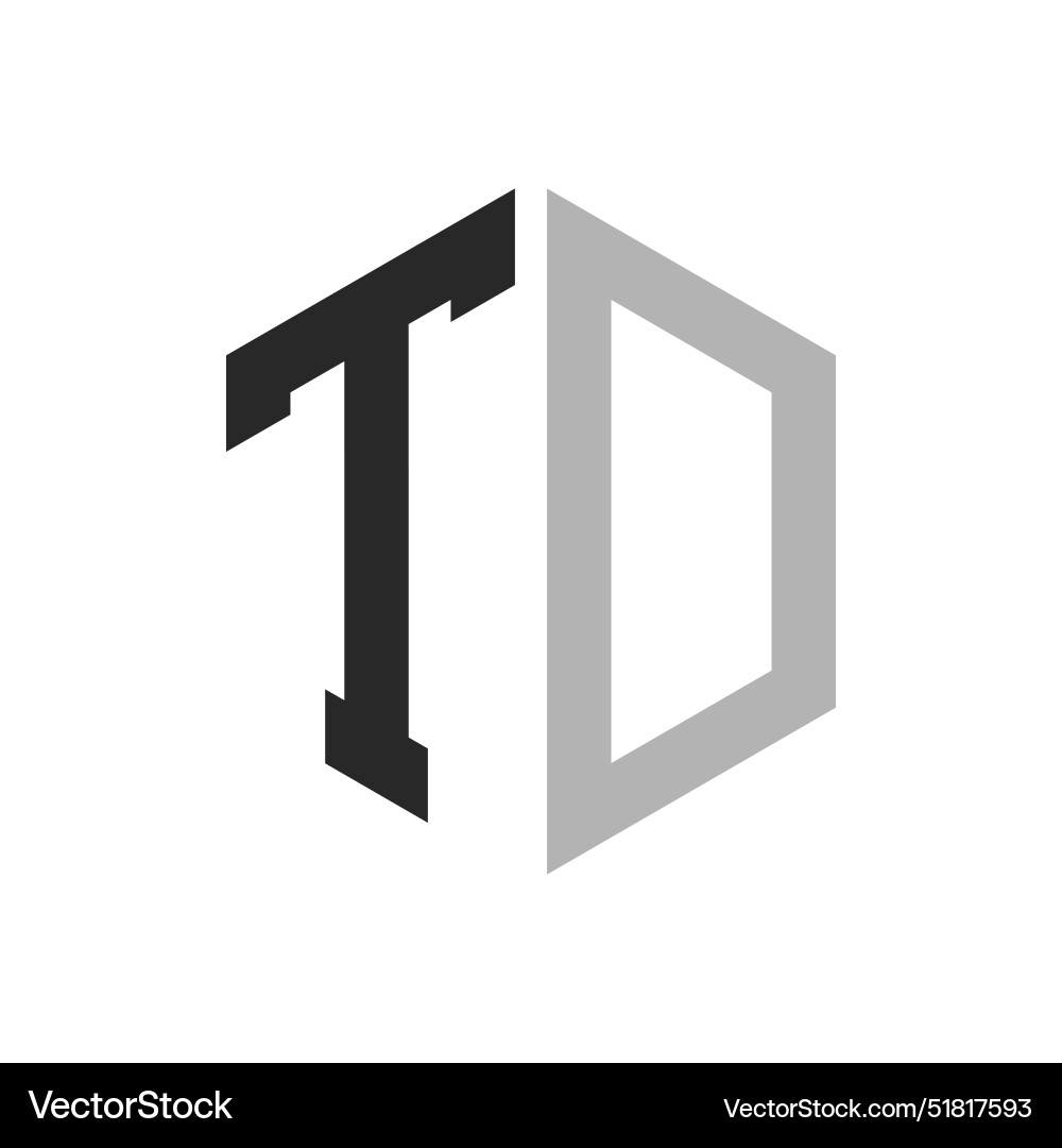 Modern unique hexagon letter td logo design Vector Image