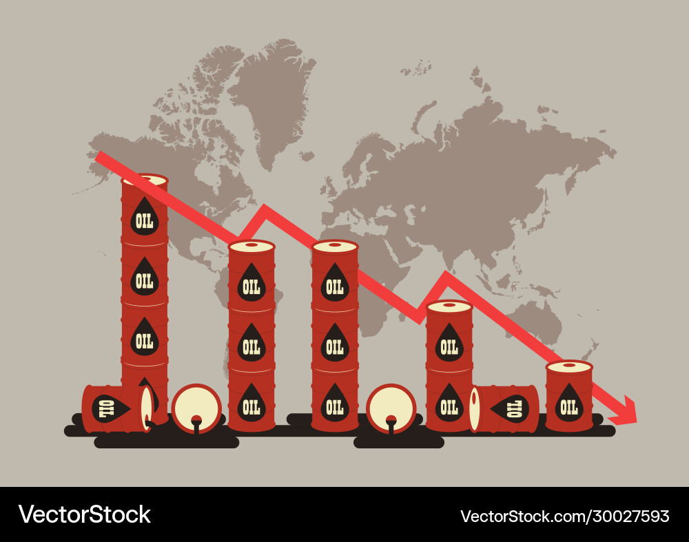 Oil price decrease chart Royalty Free Vector Image