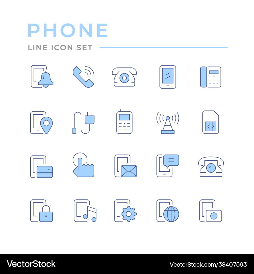 Phone Line Icons - Collection Royalty Free Vector Image
