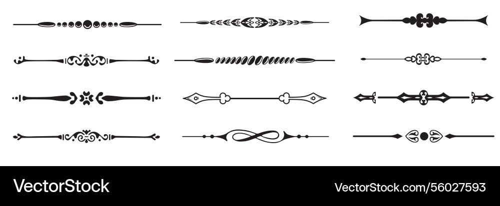 Set of decorative divider elements border florish Vector Image