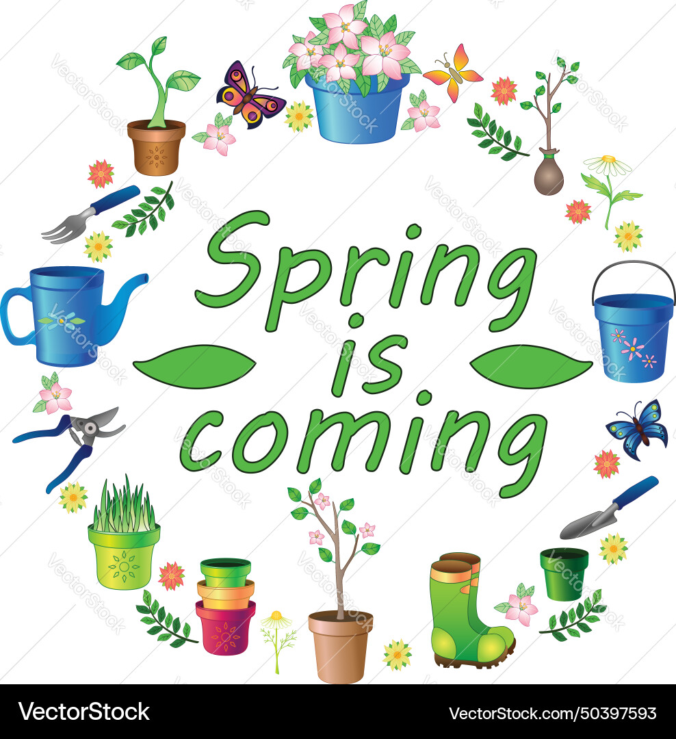 Spring is coming - color print with flowers Vector Image