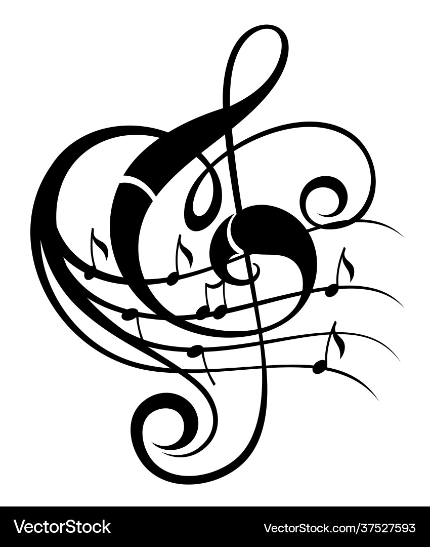 Treble clef line icon Royalty Free Vector Image