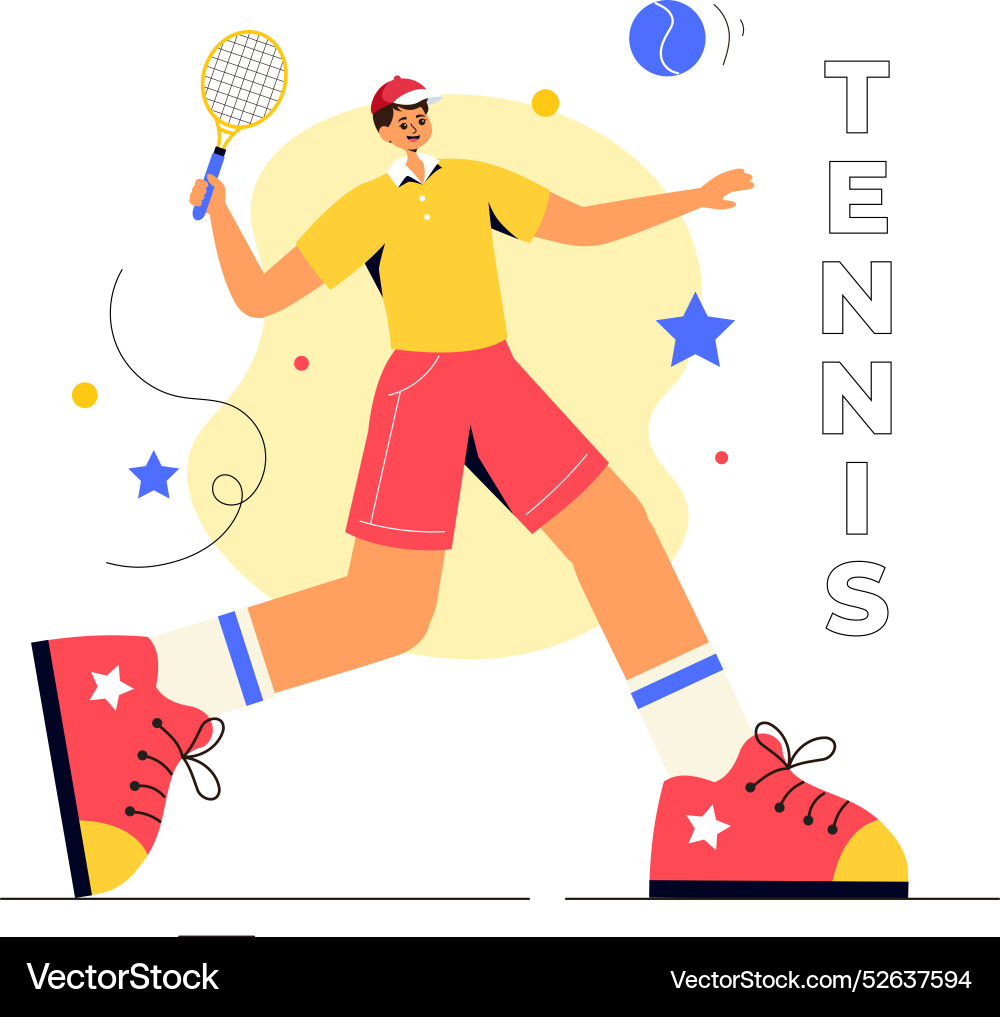 A tennis player holding racket with ball Vector Image