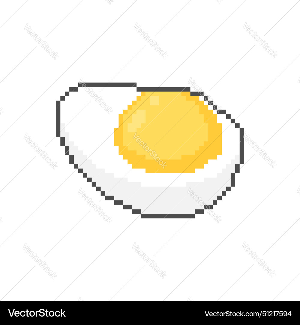 Boiled egg pixel art half an 8 bit pixelated Vector Image