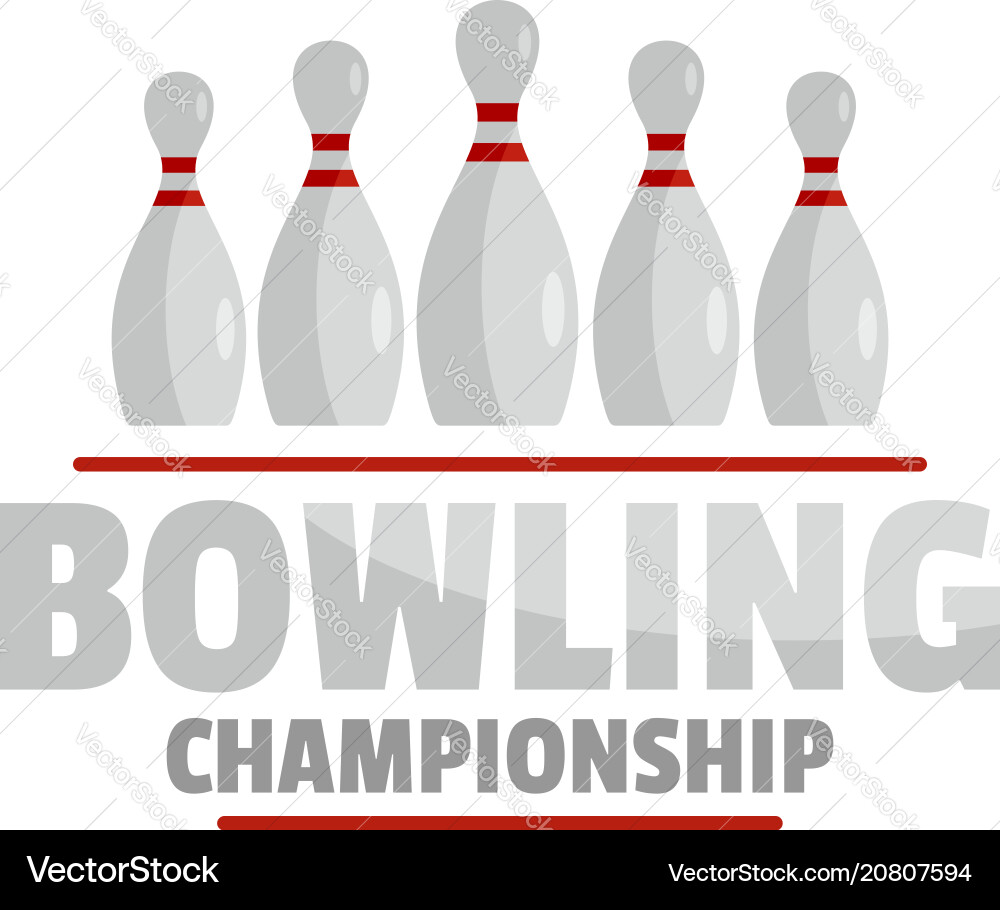 Bowling championship logo flat style Royalty Free Vector