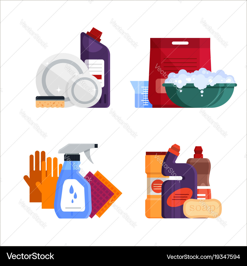 Cleaning service set house tools Royalty Free Vector Image