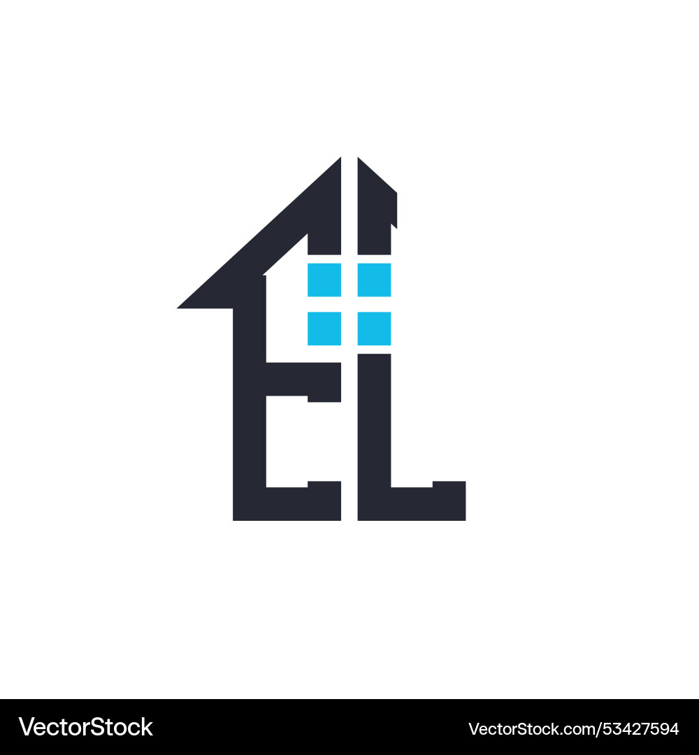 Initials el house logo design creative letter el Vector Image