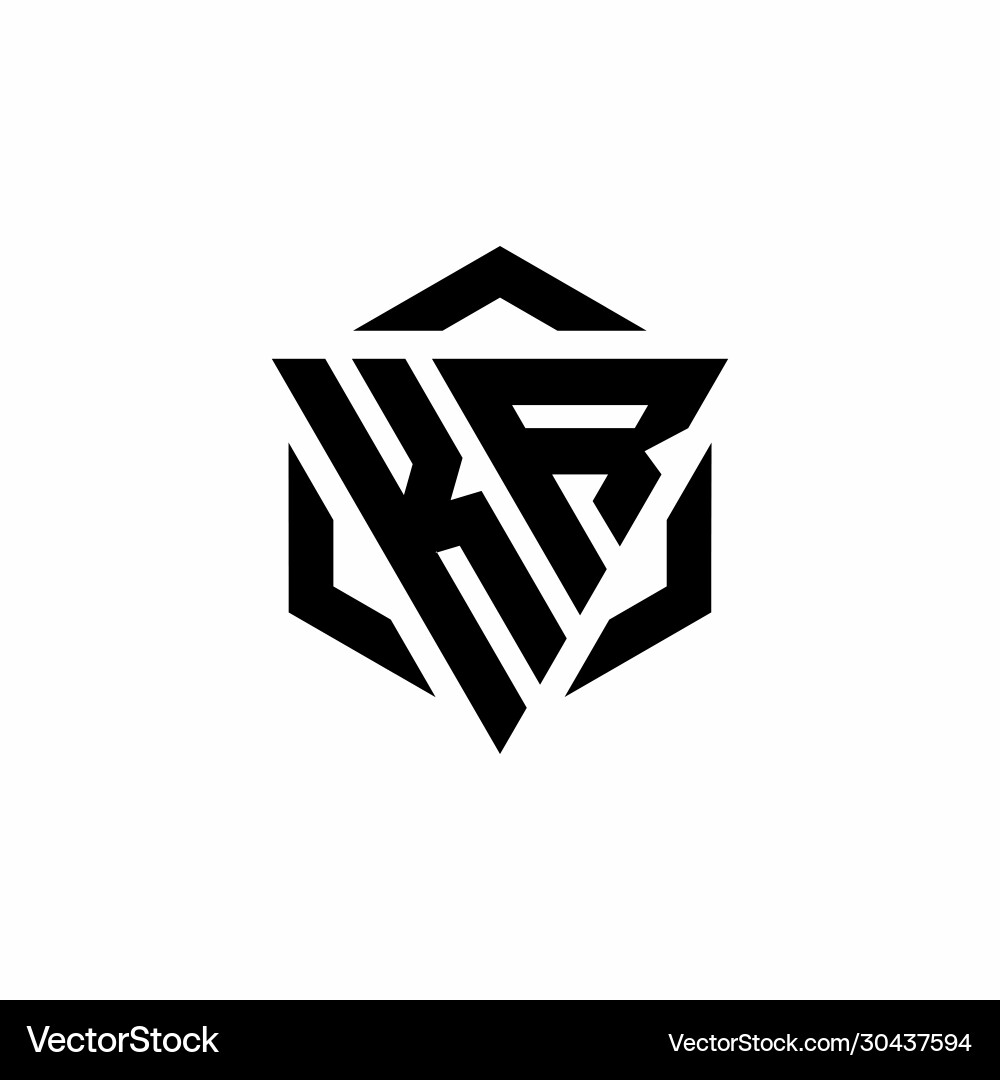 KR Monogram Logo - Triangle & Hexagon – Royalty-Free Vector | VectorStock