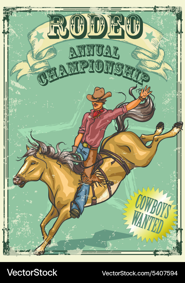 Rodeo poster with sample text Royalty Free Vector Image