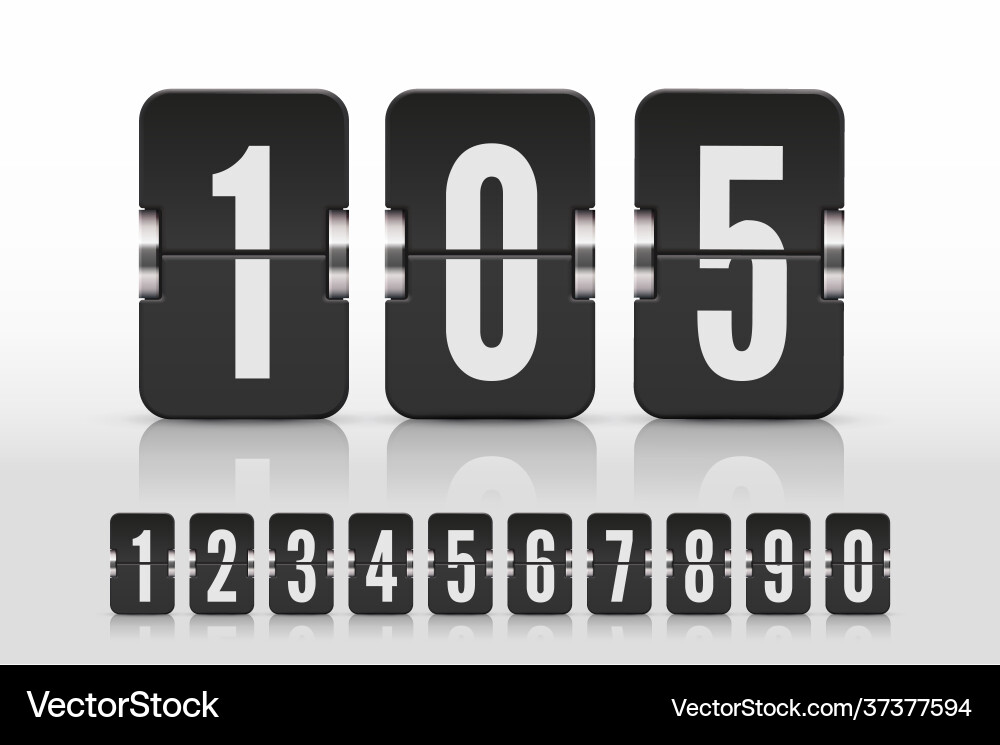 Set black flip numbers on a mechanical Royalty Free Vector