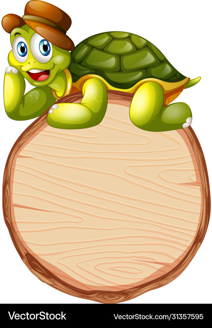 Board template with cute tortoise on white Vector Image