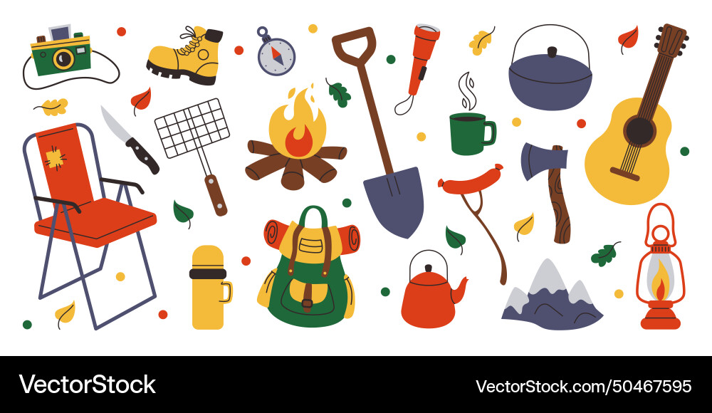 Camping sticker hiking boots scout backpack Vector Image
