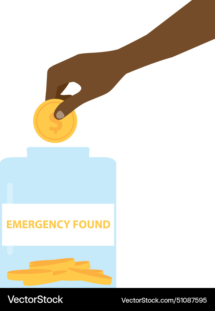 Emergency fund saving dollar coin in money jar Vector Image
