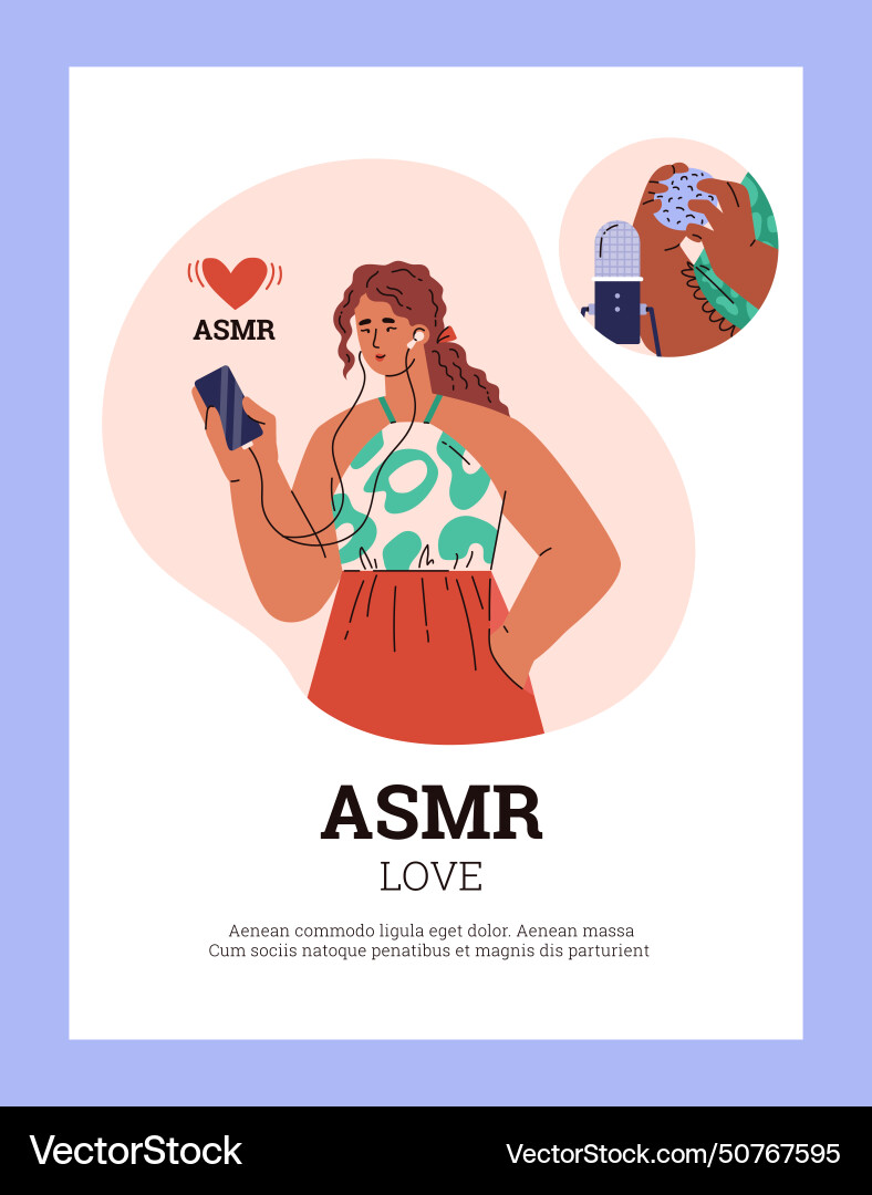 Enjoying asmr experience Royalty Free Vector Image