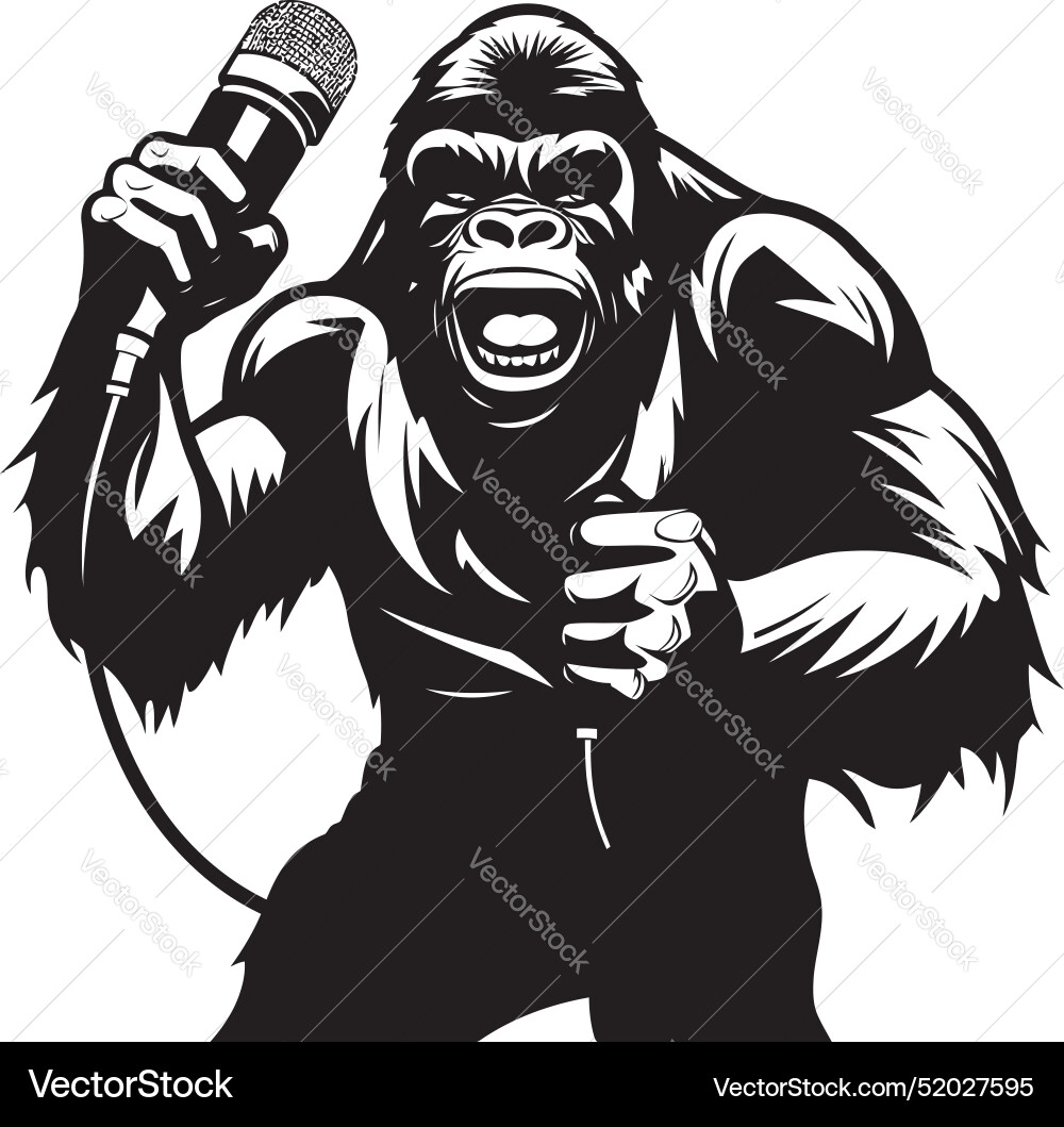 Groove gorilla black logo design silver serenade Vector Image