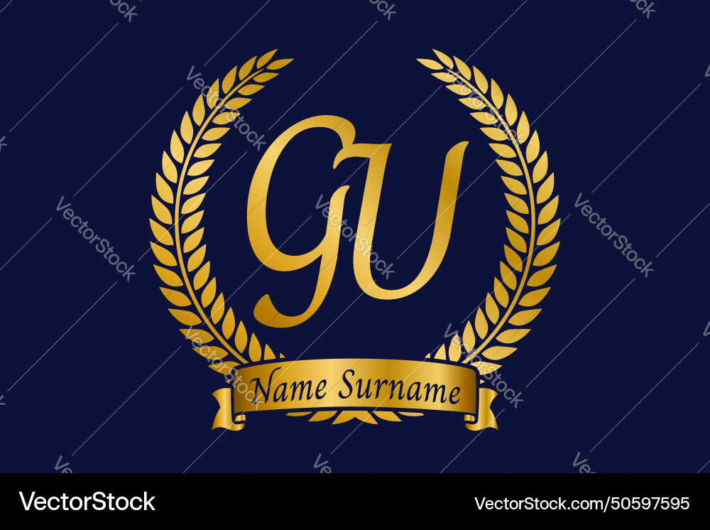 Initial letter g and u gu monogram logo design Vector Image