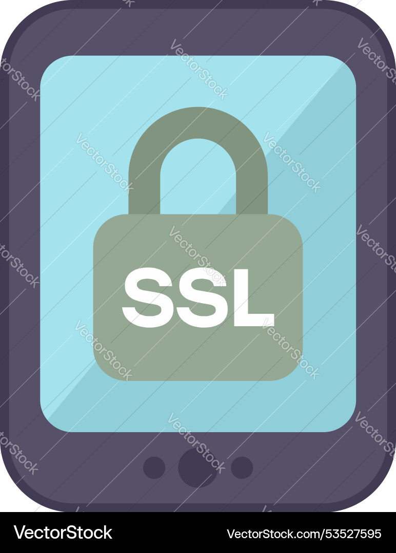 Mobile phone displaying ssl lock icon for secure Vector Image