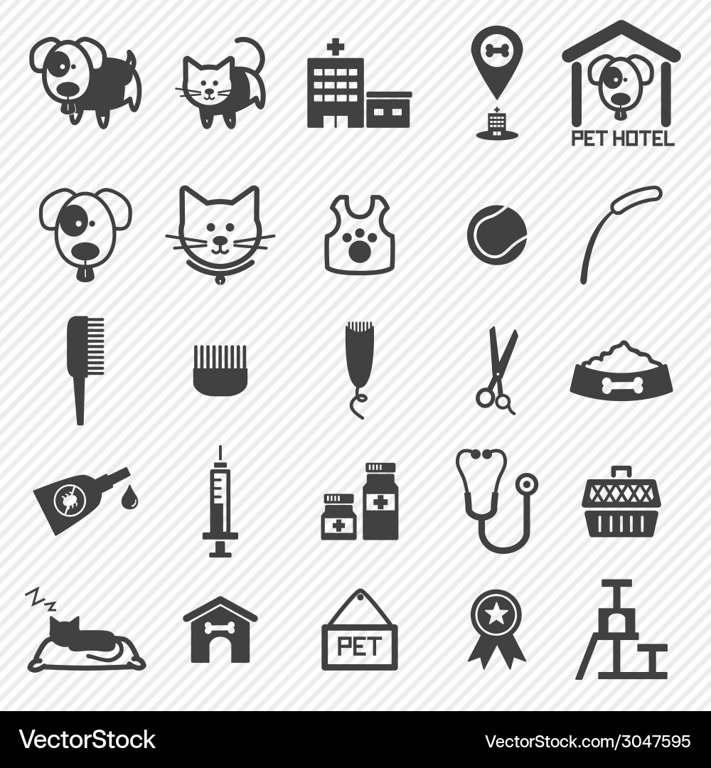 Pet care icons set Royalty Free Vector Image - VectorStock