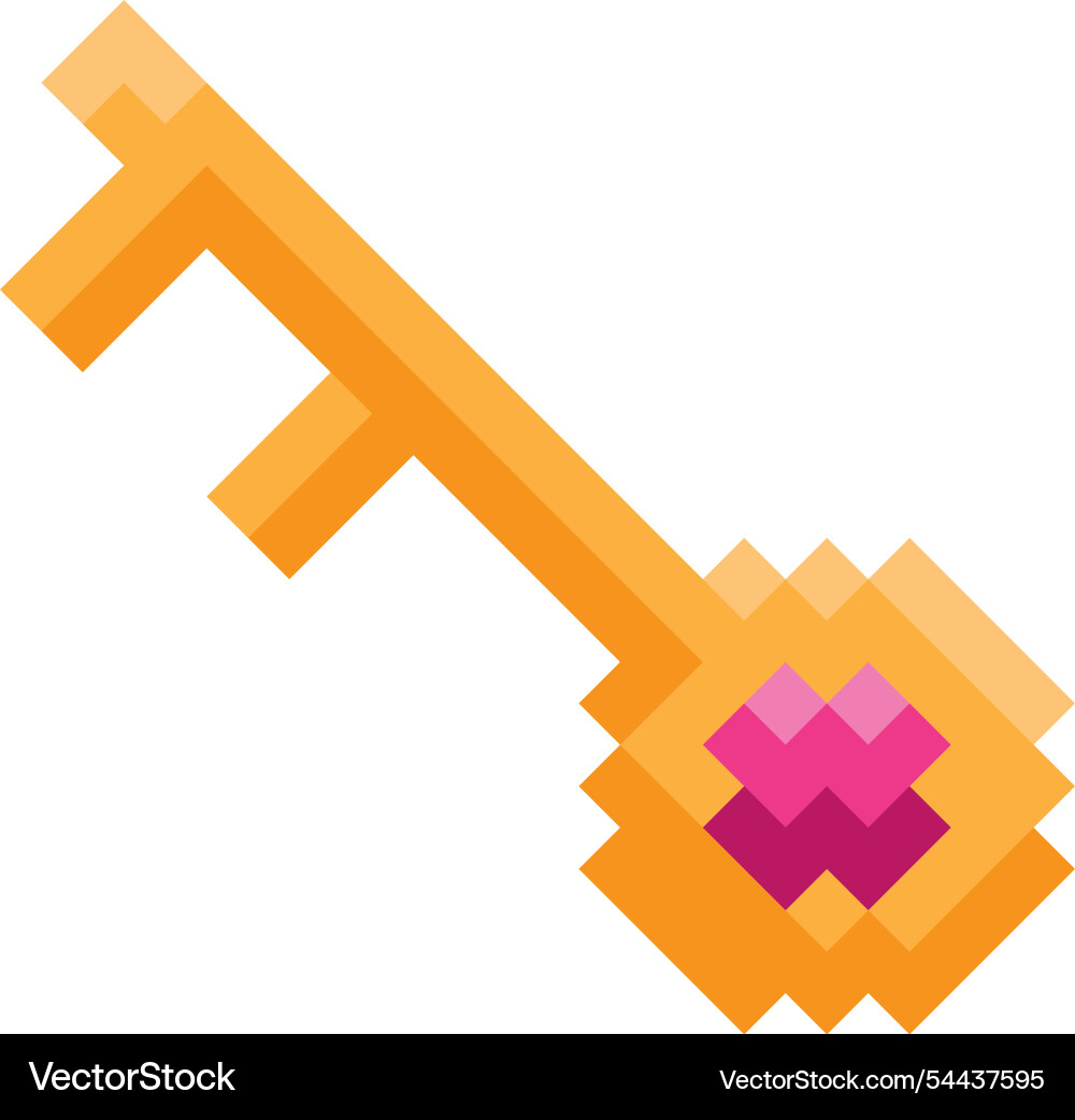 Video game item pixelated key Royalty Free Vector Image