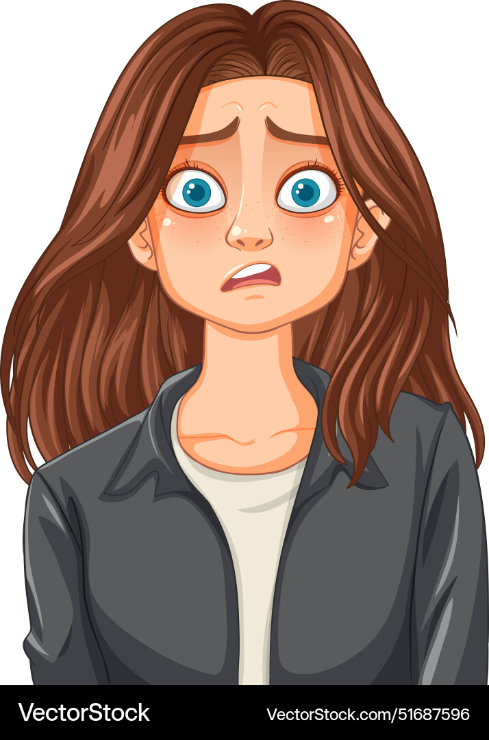 A concerned woman with wide eyes Royalty Free Vector Image