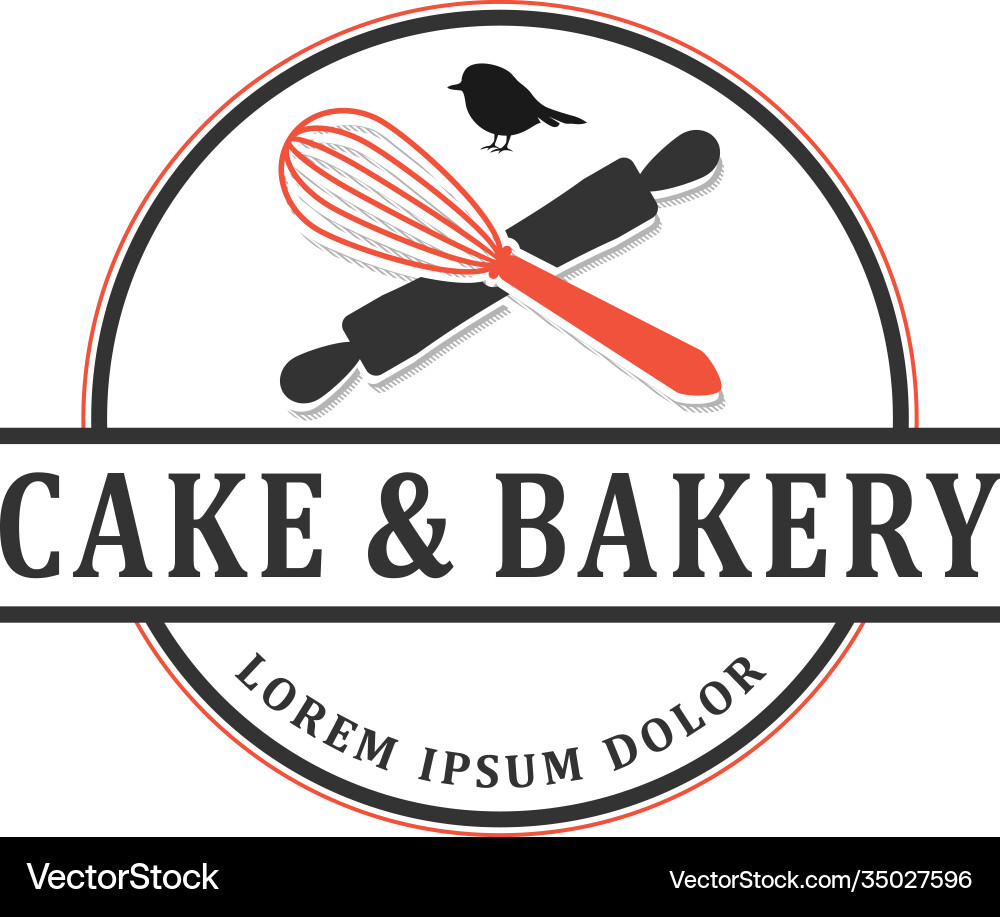 Cake bakery kitchen logo with cooking tool element