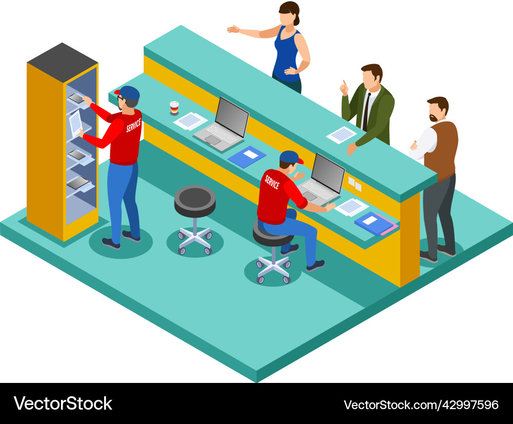 Electronics repair shop composition Royalty Free Vector