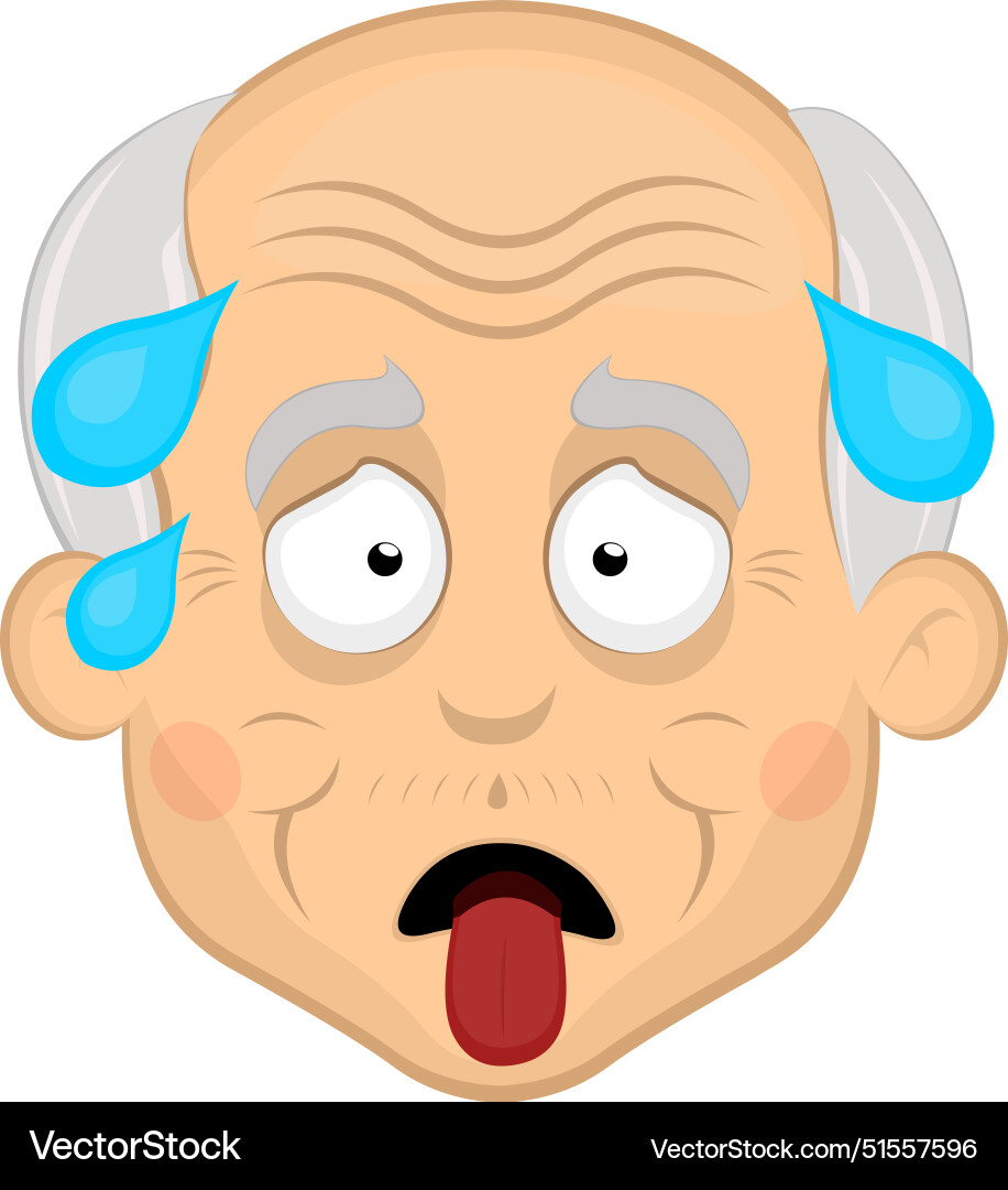 Face old man grandfather exhausted drops sweat Vector Image