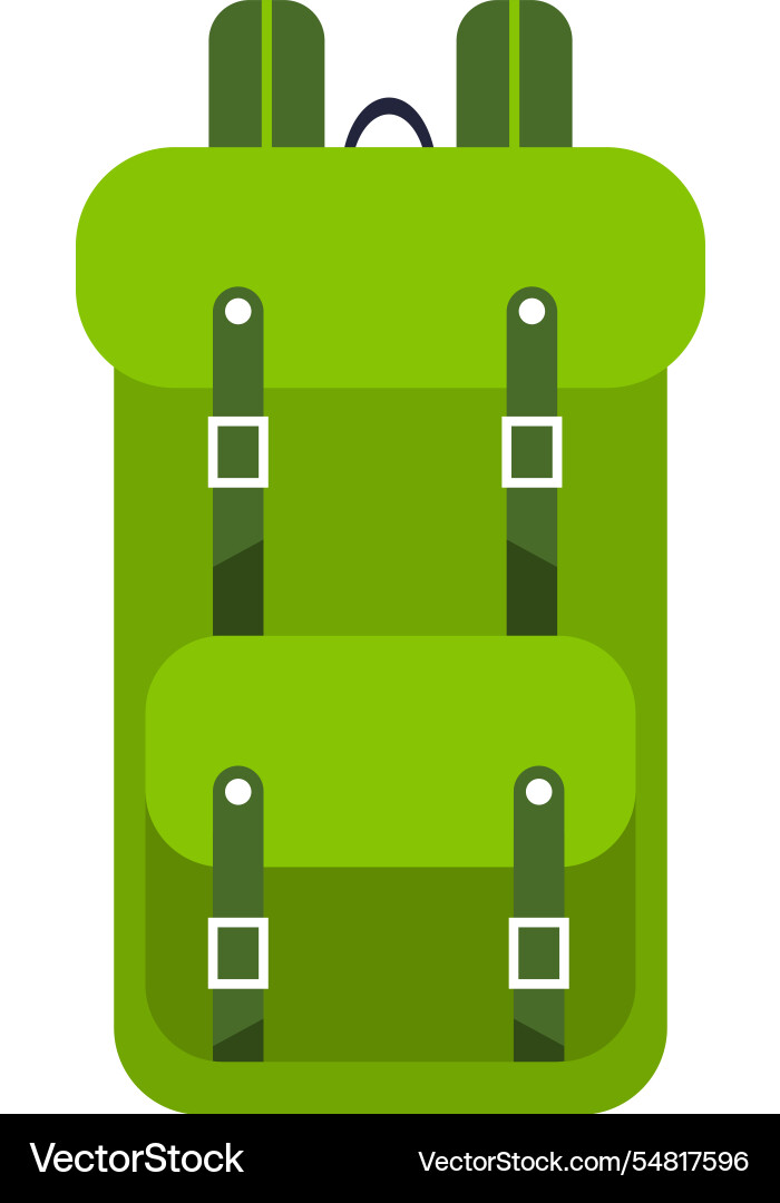 Green backpack featuring adjustable straps Vector Image