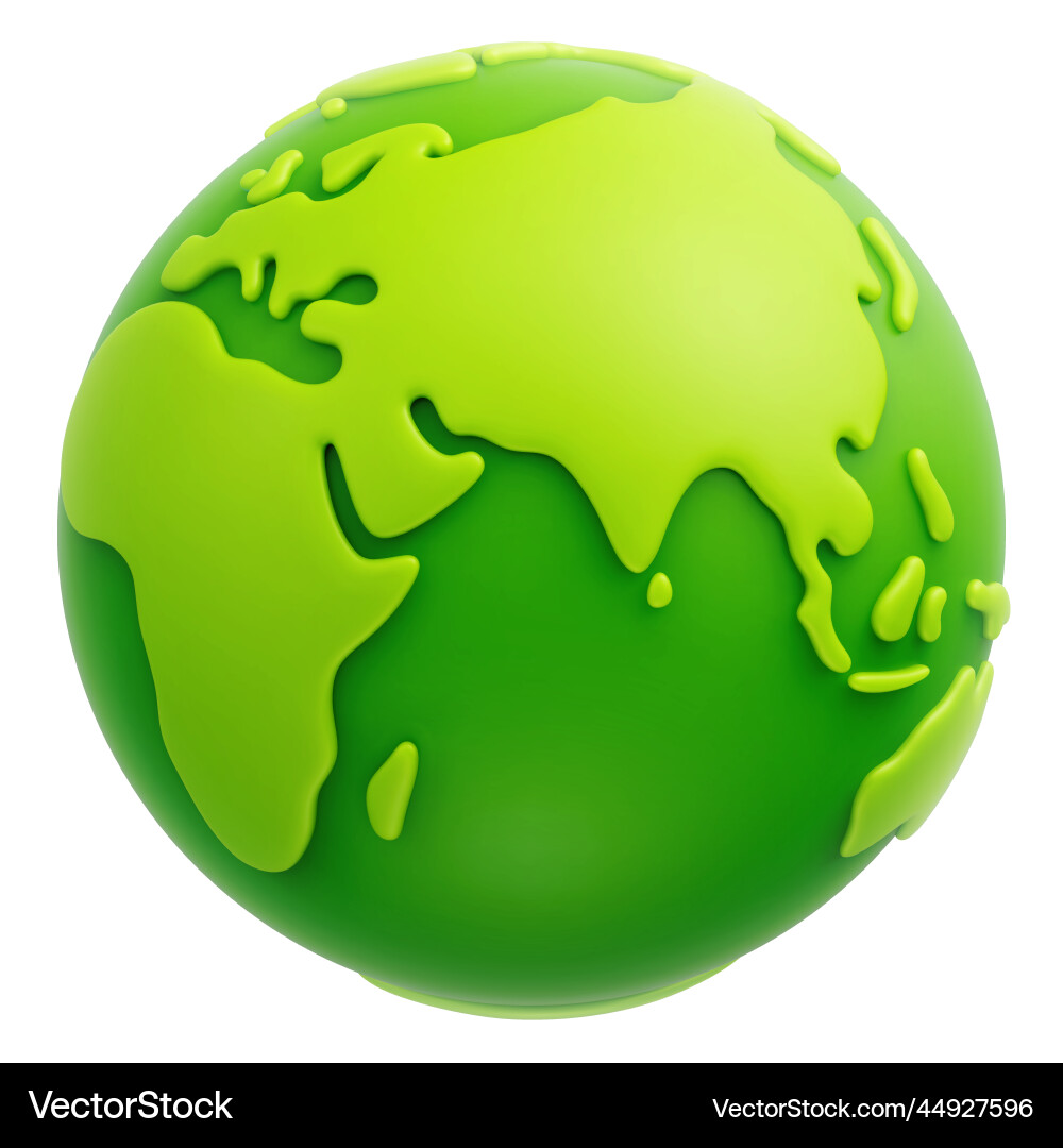 Green cartoon planet earth 3d Royalty Free Vector Image