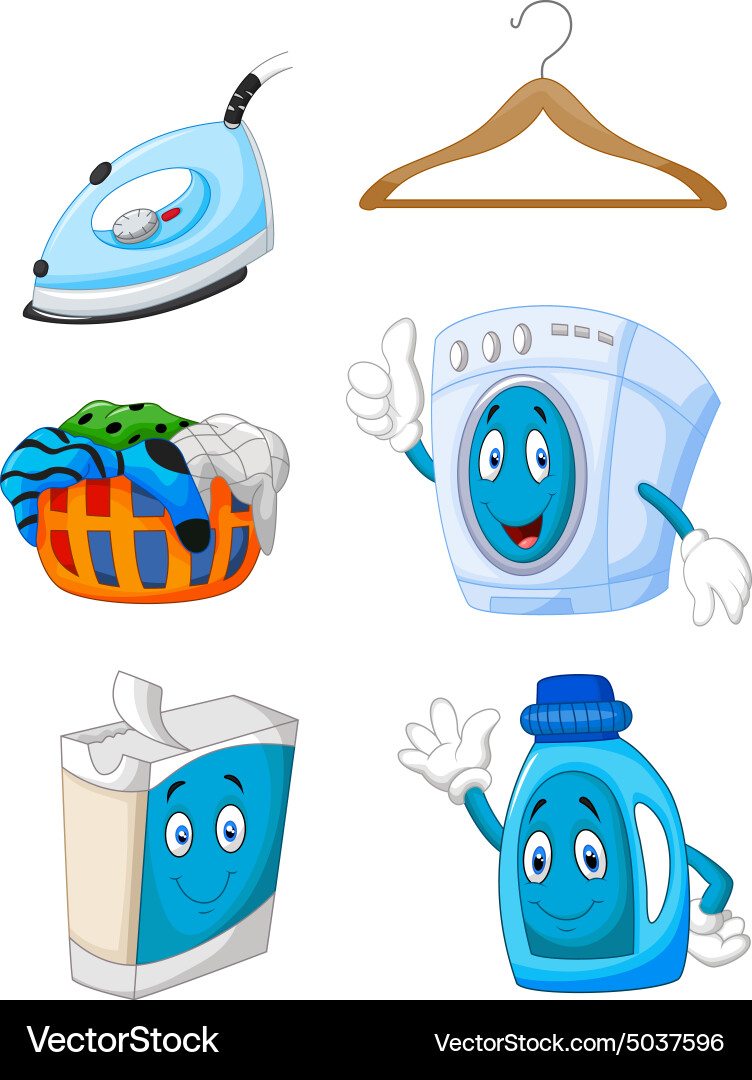 Happy cartoon laundry Royalty Free Vector Image